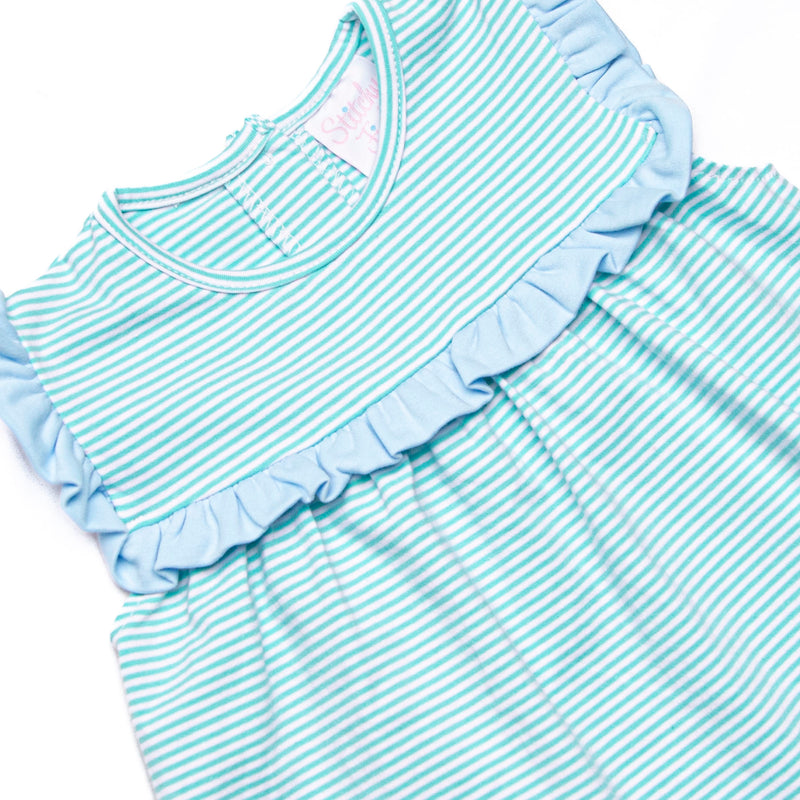 Bonnie Ruffle Short Set, Light Blue and Mint Stripe – Stitchy Fish