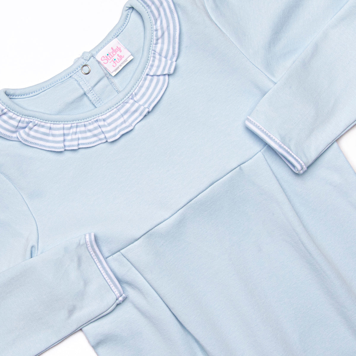 Stella Pima Ruffle Romper, Light Blue – Stitchy Fish