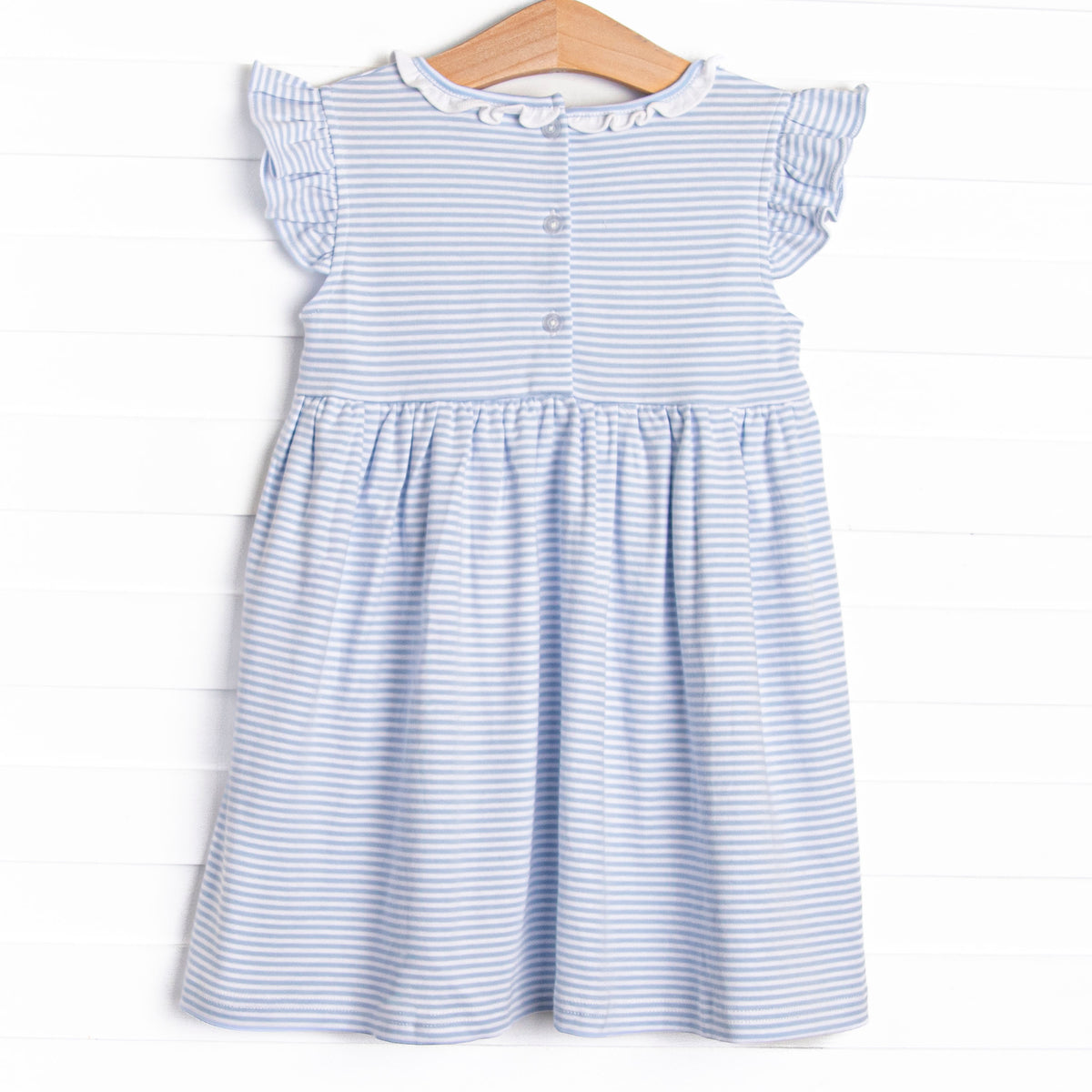 Bunny Hop Pima Embroidered Dress, Blue – Stitchy Fish