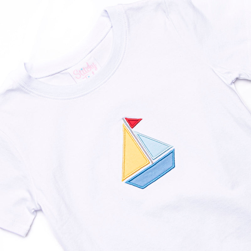 Sailboat Bay Applique Top, White – Stitchy Fish