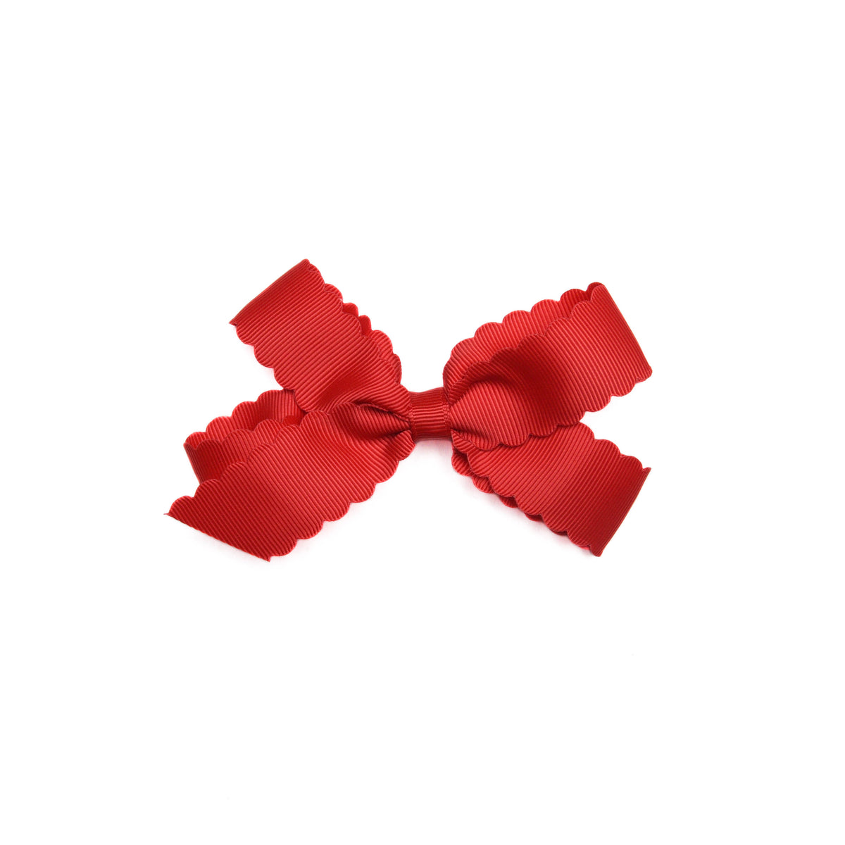 Scalloped Edge Grosgrain Hair Bow, Poppy Red – Stitchy Fish