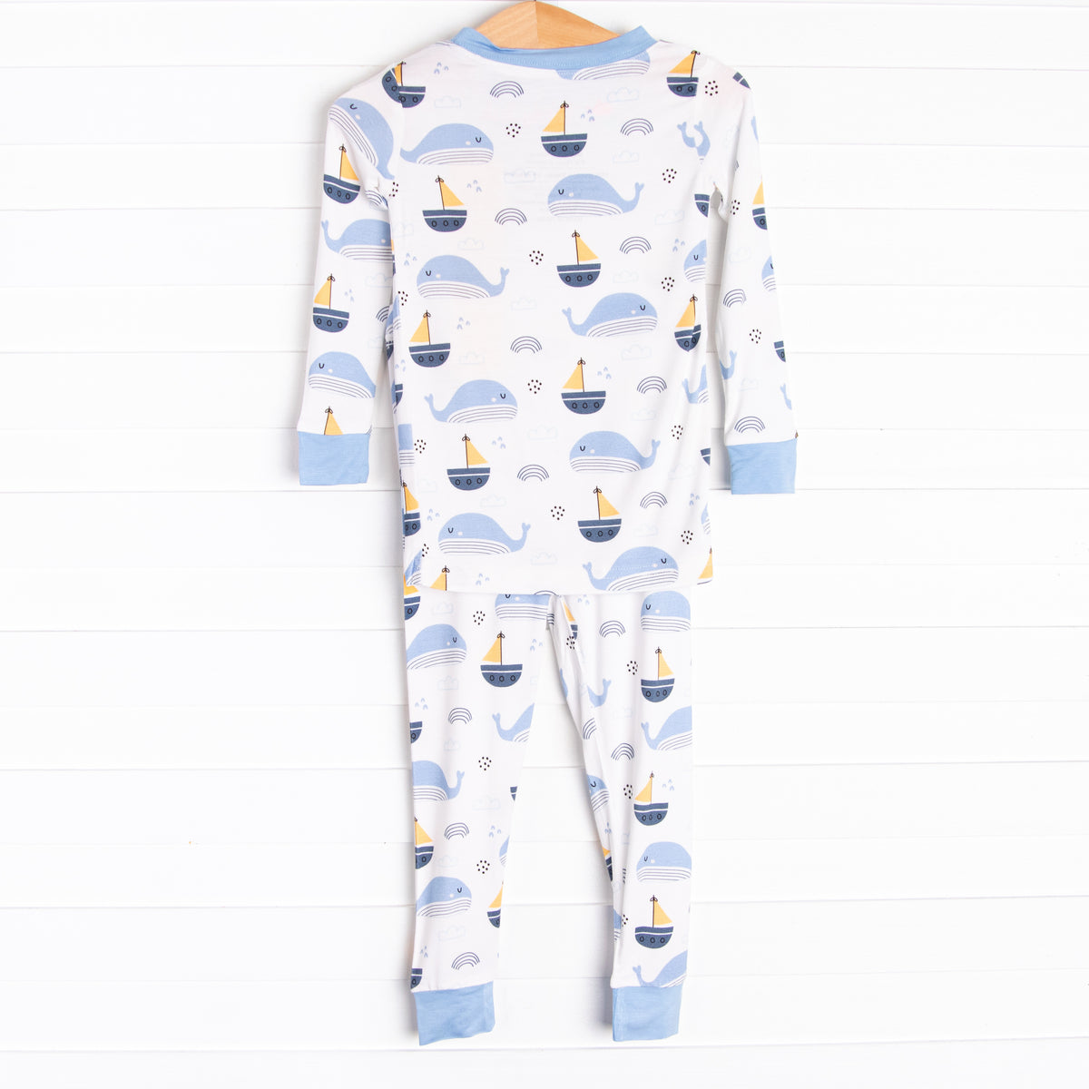 Whales and Sails Bamboo Pajama Set, Blue – Stitchy Fish